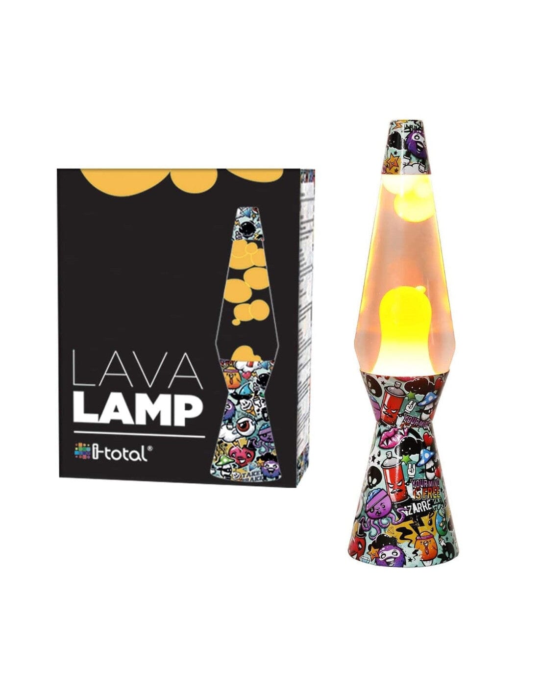 Lampada Lava Lamp 40Cm Xl1774 Fantasia Graffiti E Magma Giallo Design ...